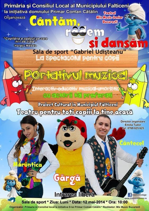 Copiii din Falticeni sunt invitati la spectacolul „Portativul muzical”
