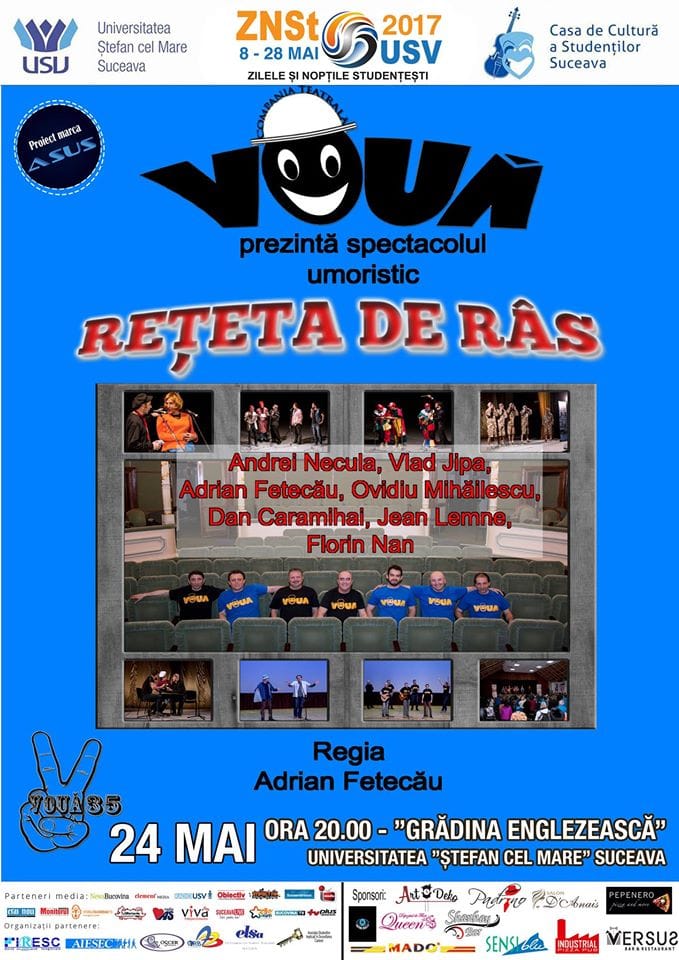 Grupul de umor „Vouă” vine la USV cu spectacolul „Rețeta de râs”