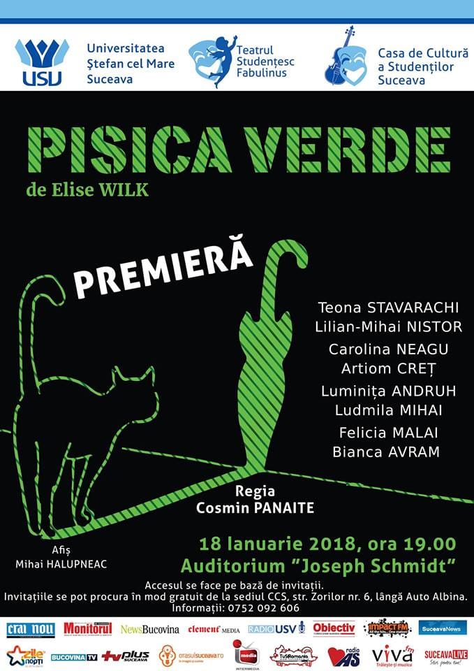 La USV va avea loc premiera spectacolului „Pisica Verde”, în regia lui ...