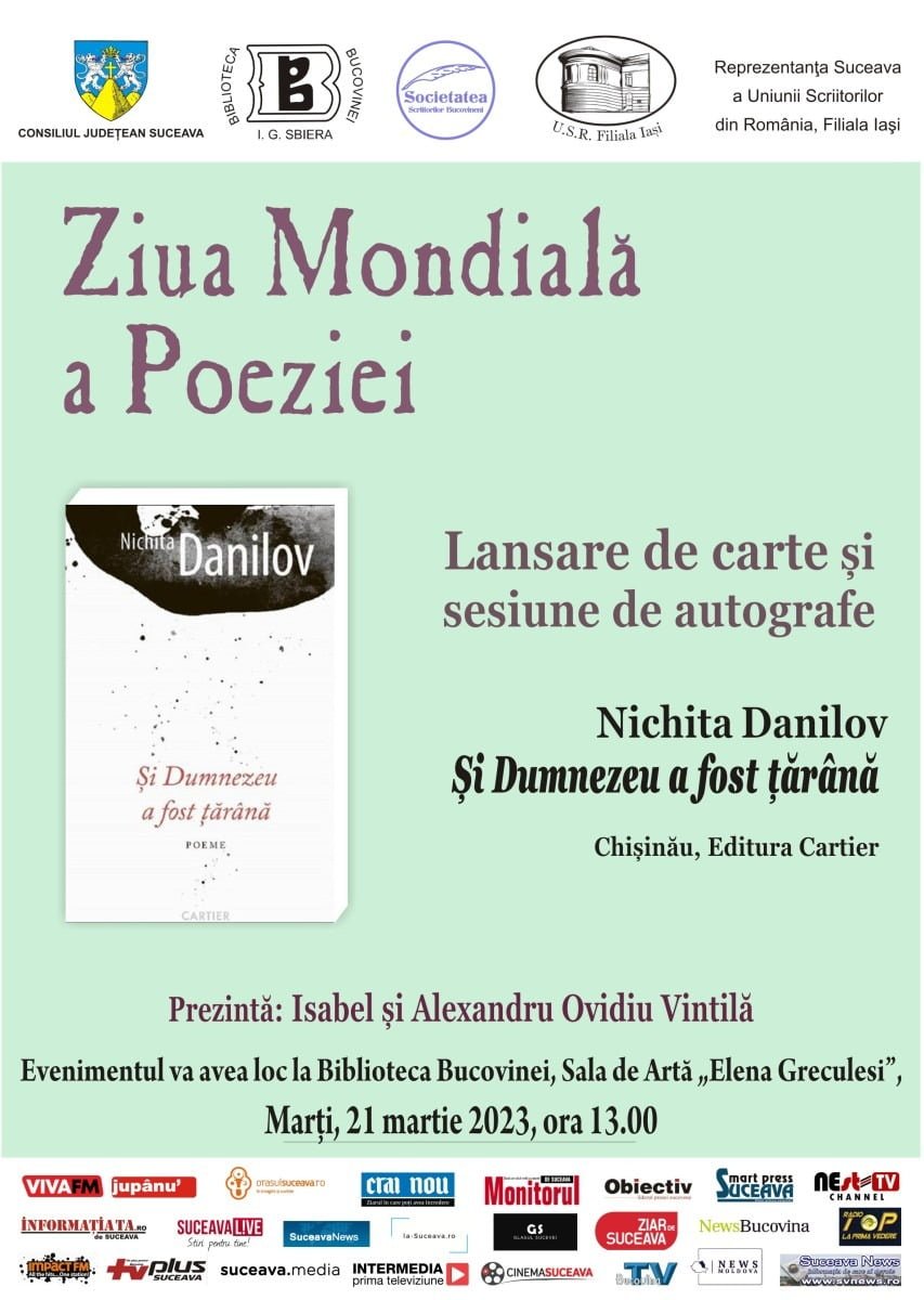 De Ziua Mondială a Poeziei scriitorul Nichita Danilov va lansa la ...